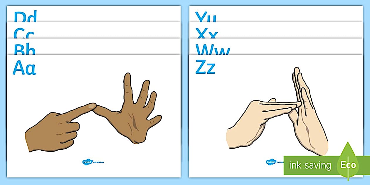 Black and White British Sign Language Alphabet Signs