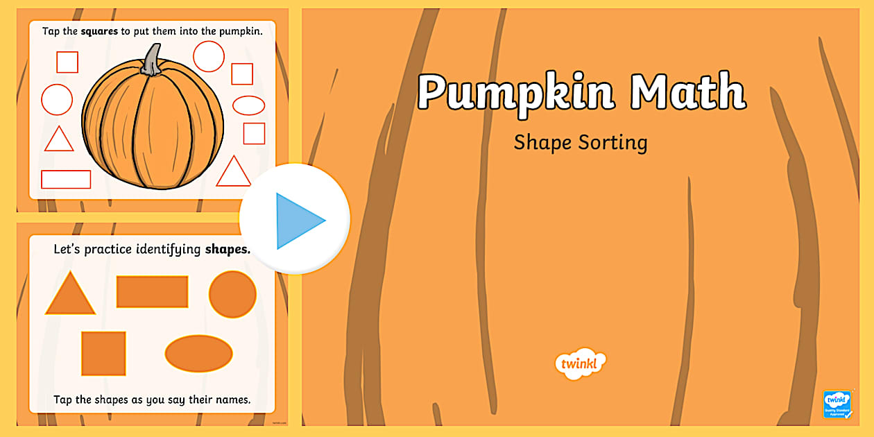 Pumpkin Math Shape Sorting Interactive PowerPoint - Twinkl