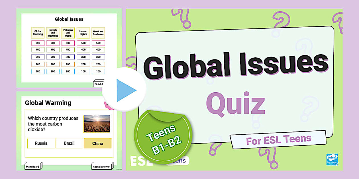 ESL Global Issues Jeopardy Quiz for Teens (B1-B2) - Twinkl