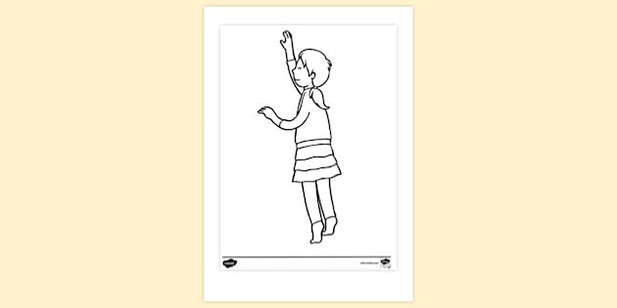 Child Reaching Up on Tiptoe Colouring Sheet - Twinkl