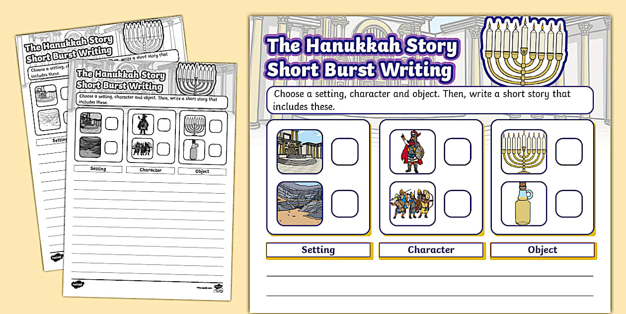 The Hanukkah Story Short Burst Writing Template - Twinkl