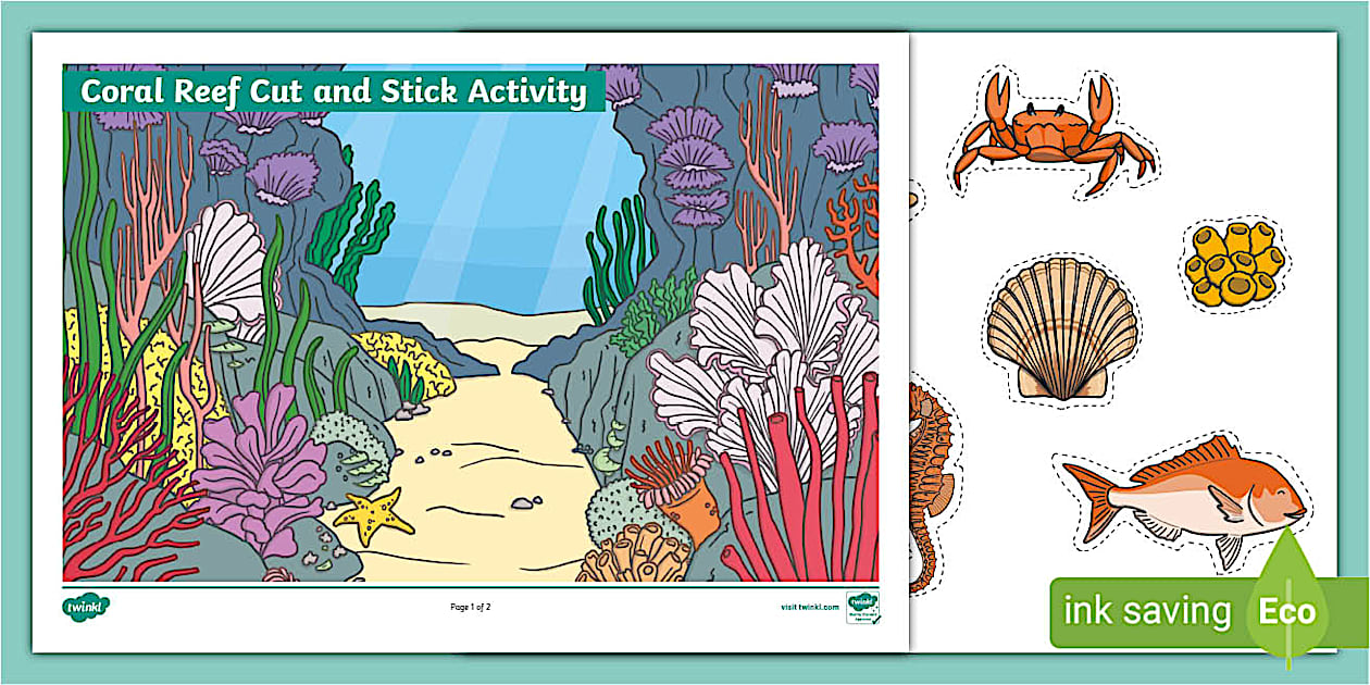 Coral Reef Worksheet - Cut and Stick Activity (teacher made)