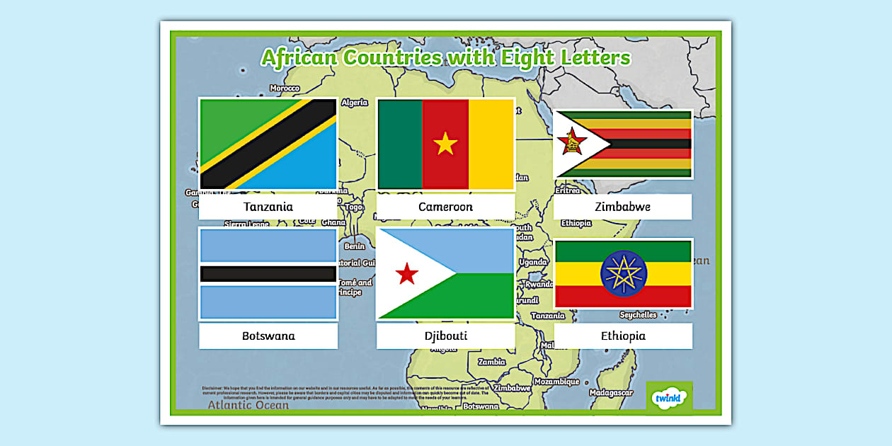 African Countries with Eight Letters Display Poster - Twinkl