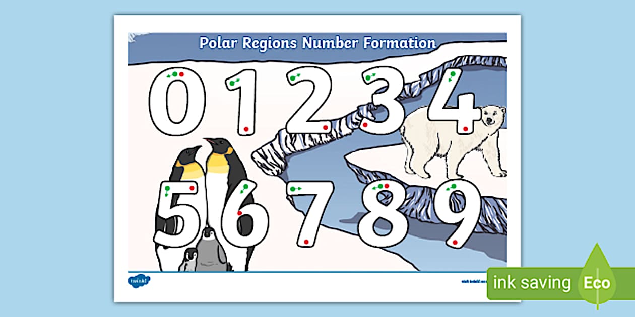Polar Regions Themed Number Formation Worksheet - Twinkl