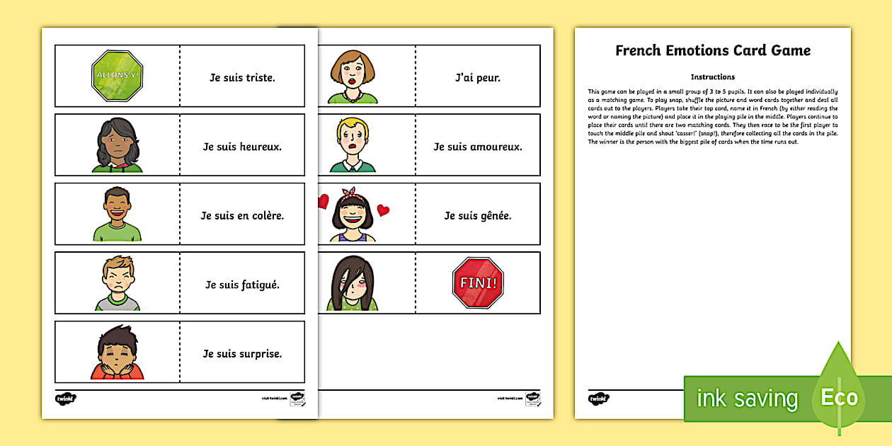 CfE French Emotions Card Game (teacher made) - Twinkl