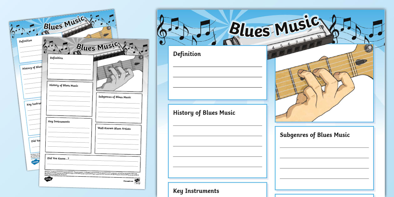 👉 Blues Music Fact File Template (Teacher-Made) - Twinkl