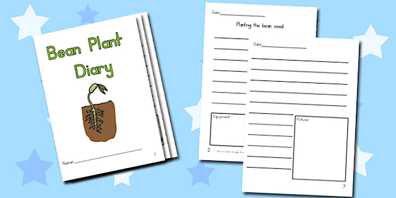 Black and White Bean Plant Diary Writing Frame - Twinkl