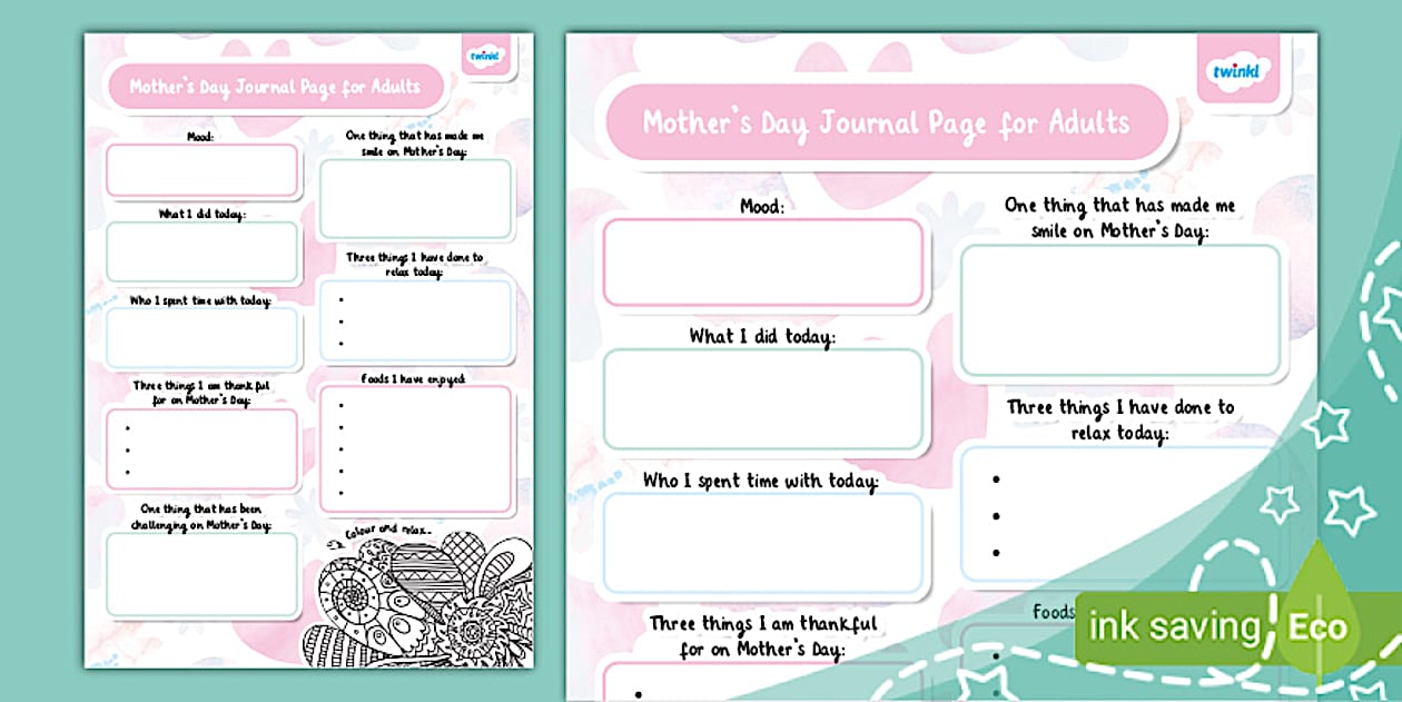 Mother's Day Journal Page for Adults (teacher made) - Twinkl