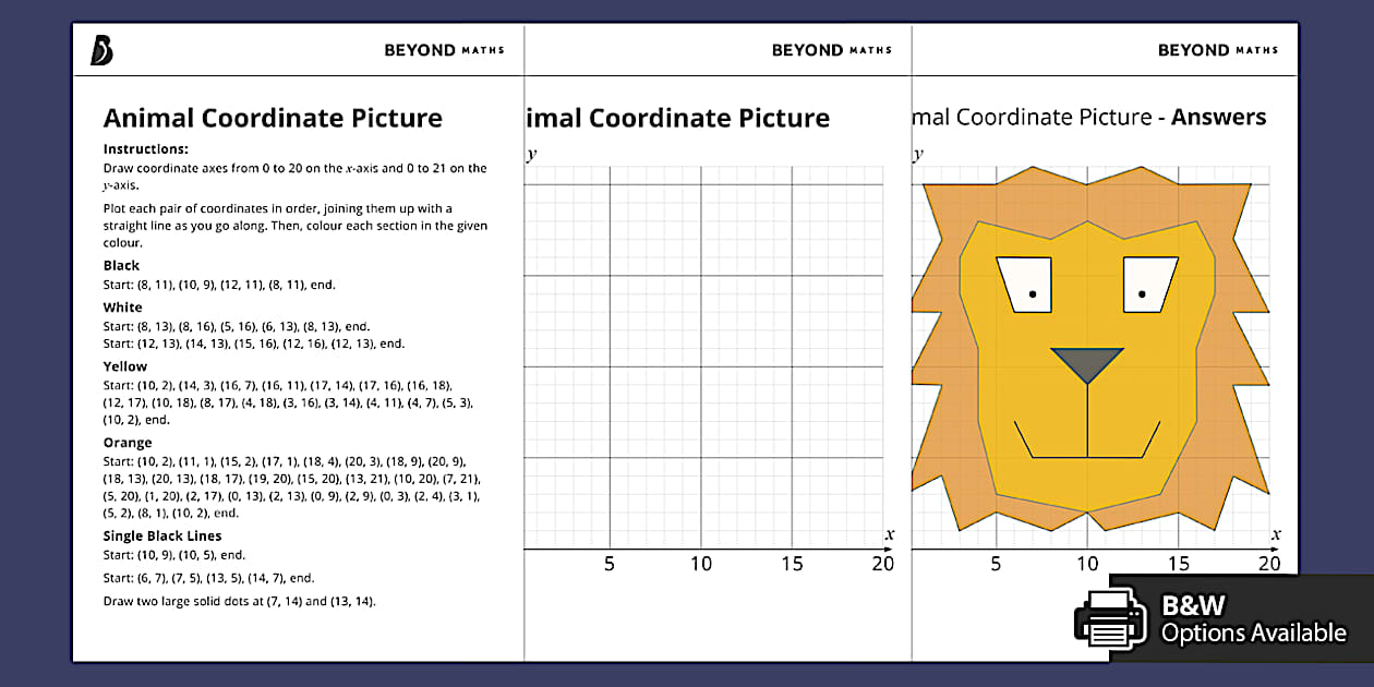 Animal Coordinate Graphing Worksheets | Graph Art | Maths