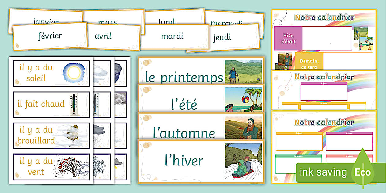 👉 French: Daily Calendar and Weather Chart (teacher made)