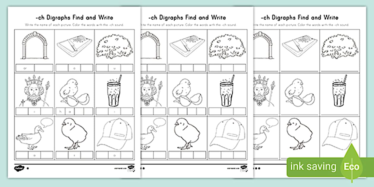 -ch Digraphs Find and Write Differentiated Worksheet