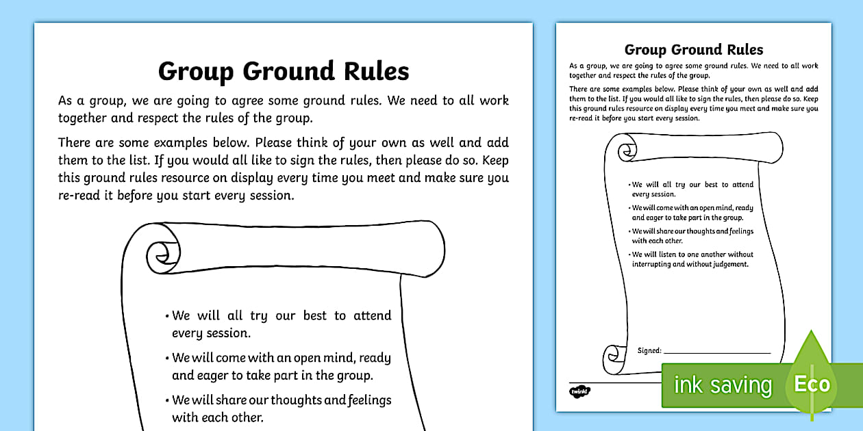 Group Ground Rules Worksheet / Worksheet - Twinkl