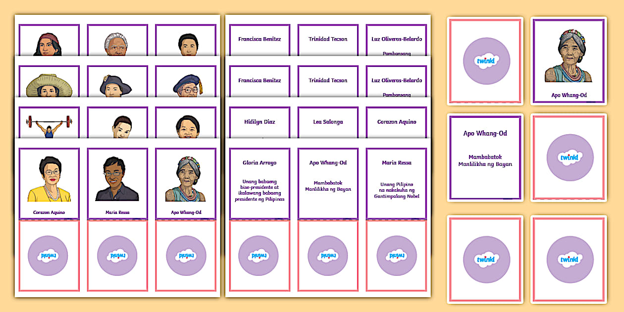 Iilang Bantog Na Kababaihan Sa Pilipinas Memory Game | Twinkl