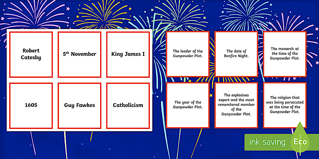 KS2 Bonfire Night Matching Cards - Twinkl