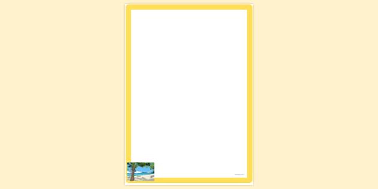 Simple Blank Tropical Beach Page Border | Page Borders