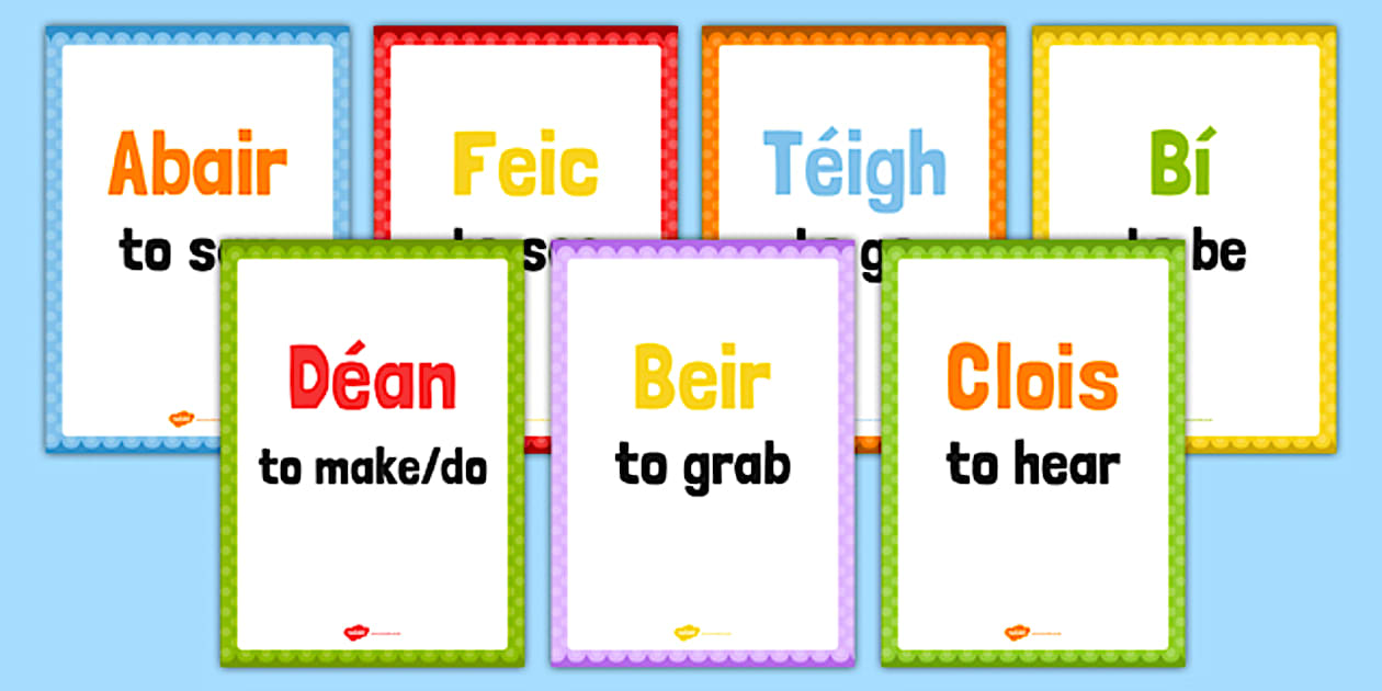 Gaeilge Briathra Neamhrialta Root Posters - Twinkl