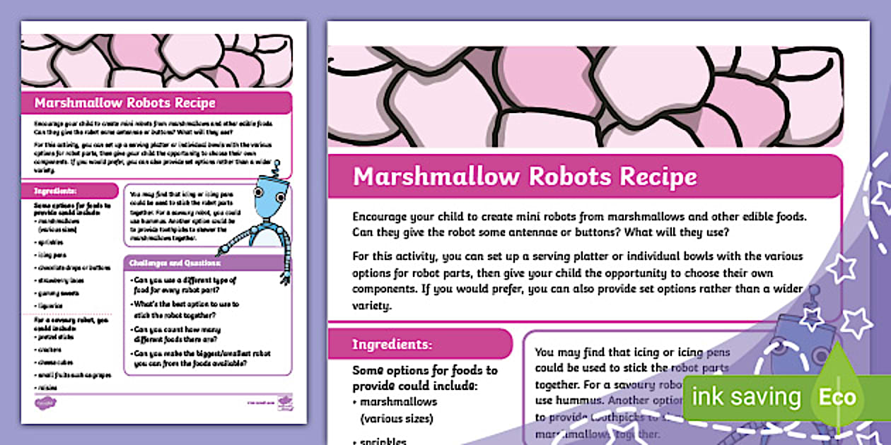 Marshmallow Robots Recipe (teacher made) - Twinkl