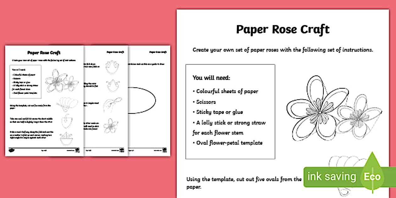Paper Rose Craft Activity - Primary (teacher made) - Twinkl