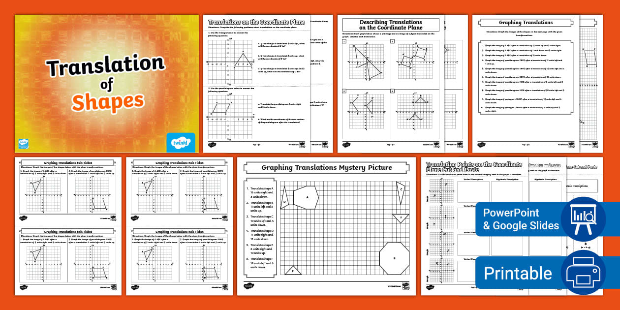 Eighth Grade Translations on the Coordinate Plane Lesson Pack