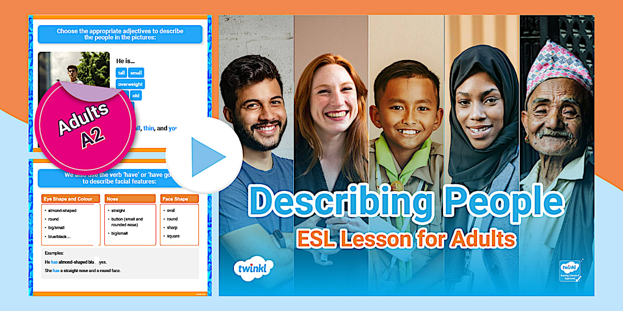 ESL Describing People PowerPoint [Adults, A2] (teacher made)