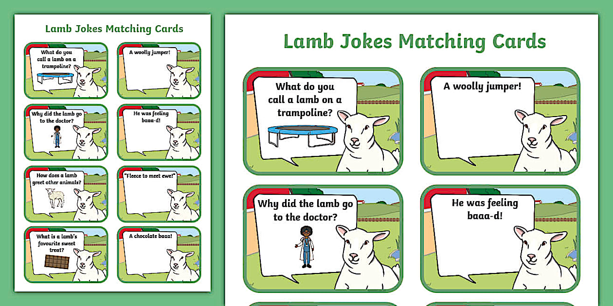Jokes about Lambs Matching Cards (teacher made) - Twinkl