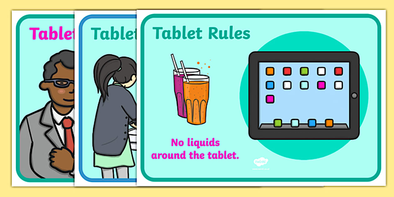 Using Tablets Safely Display Posters - Twinkl