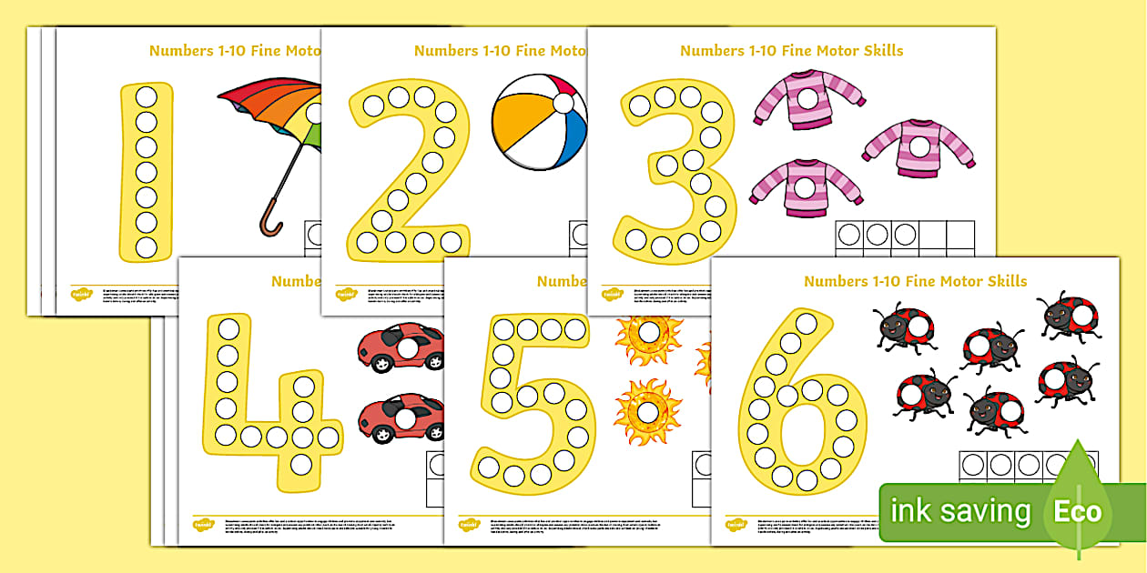 👉 Numbers 1-10 Button Placing Fine Motor Skills Activity