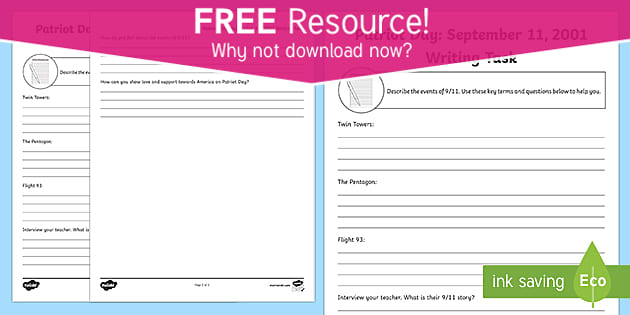 FREE Patriot Day September 11th Research and Write Activity