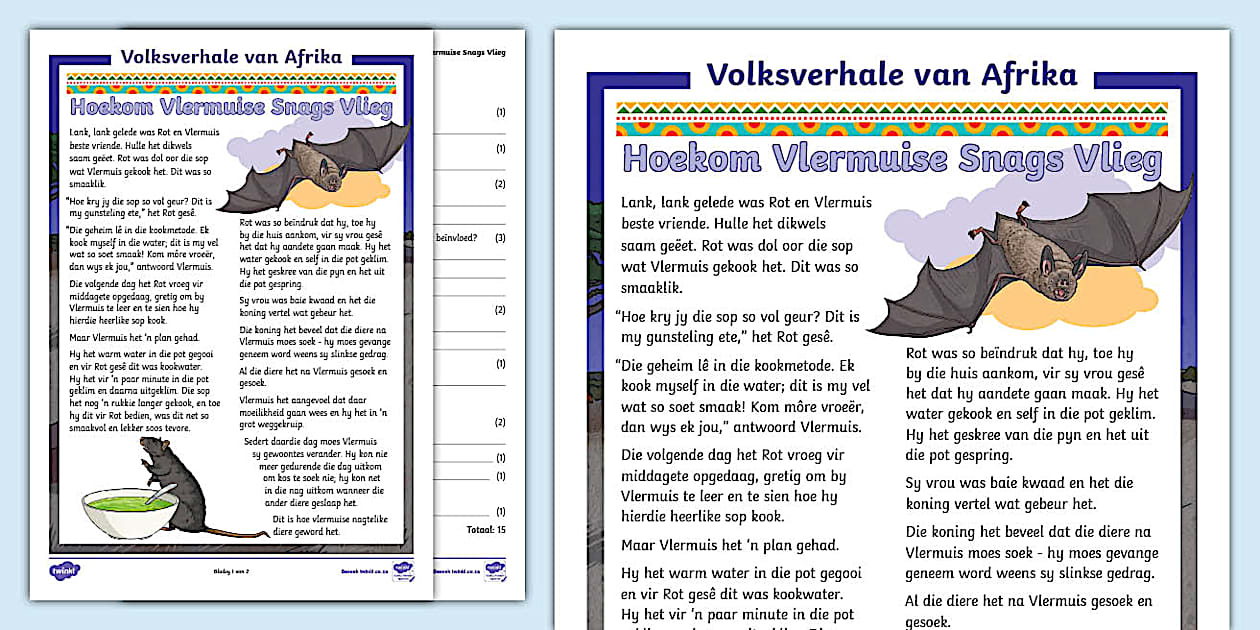 Volksverhale van Afrika: Hoekom Vlermuise Snags Vlieg
