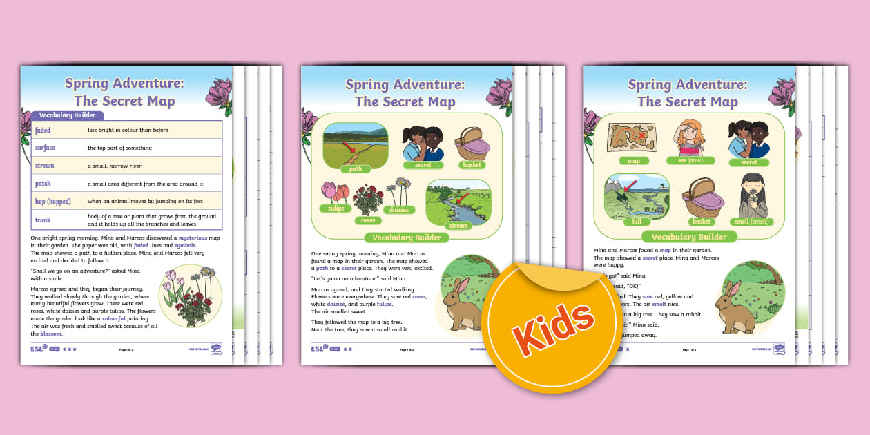 ESL Spring Adventure: The Secret Map Differentiated Reading Comprehension