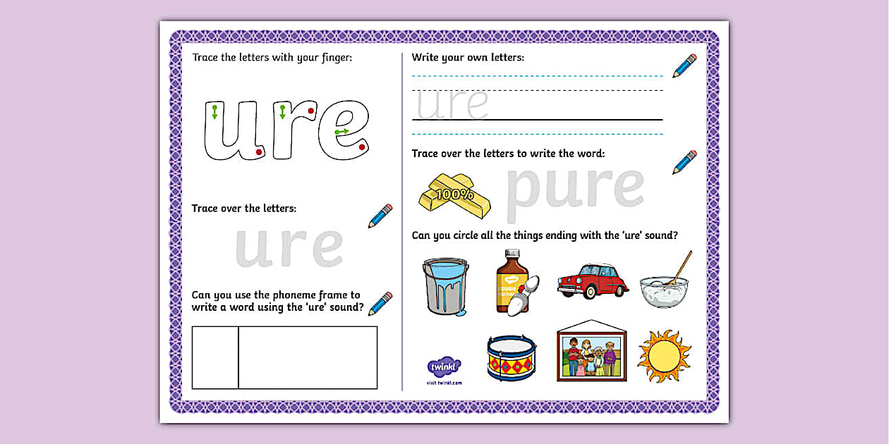 'ure' Sound Activity Mat (Teacher-Made) - Twinkl