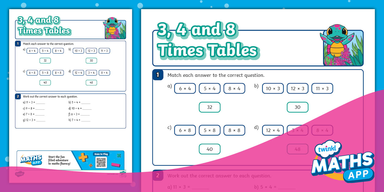👉 Y3 Multiplication 3s, 4s and 8s Skill Safari Activity Sheet