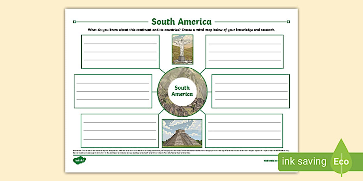 South America Mind Map,South America (teacher made) - Twinkl