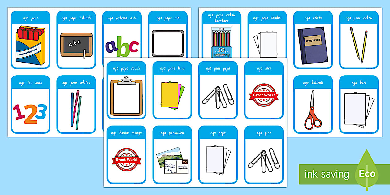 Writing Area Flashcards Te Reo Māori (teacher made)