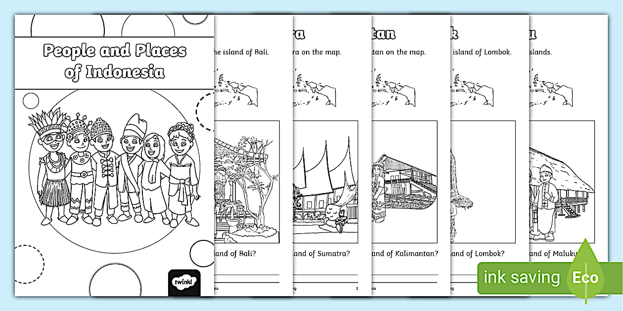 People and Places of Indonesia Colouring Booklet - Twinkl