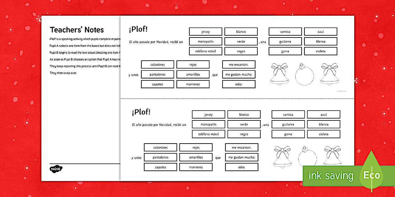 Christmas Presents Speaking Worksheet / Worksheet Spanish
