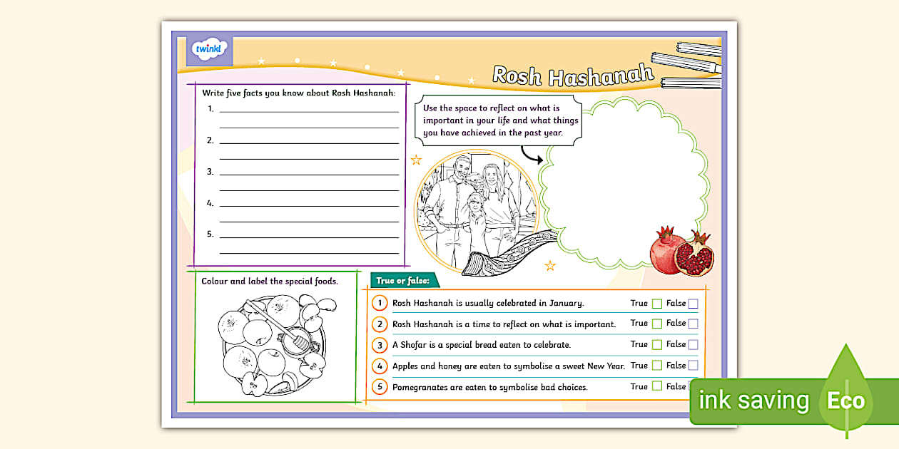 KS2 Rosh Hashanah Activity Mat (teacher made) - Twinkl