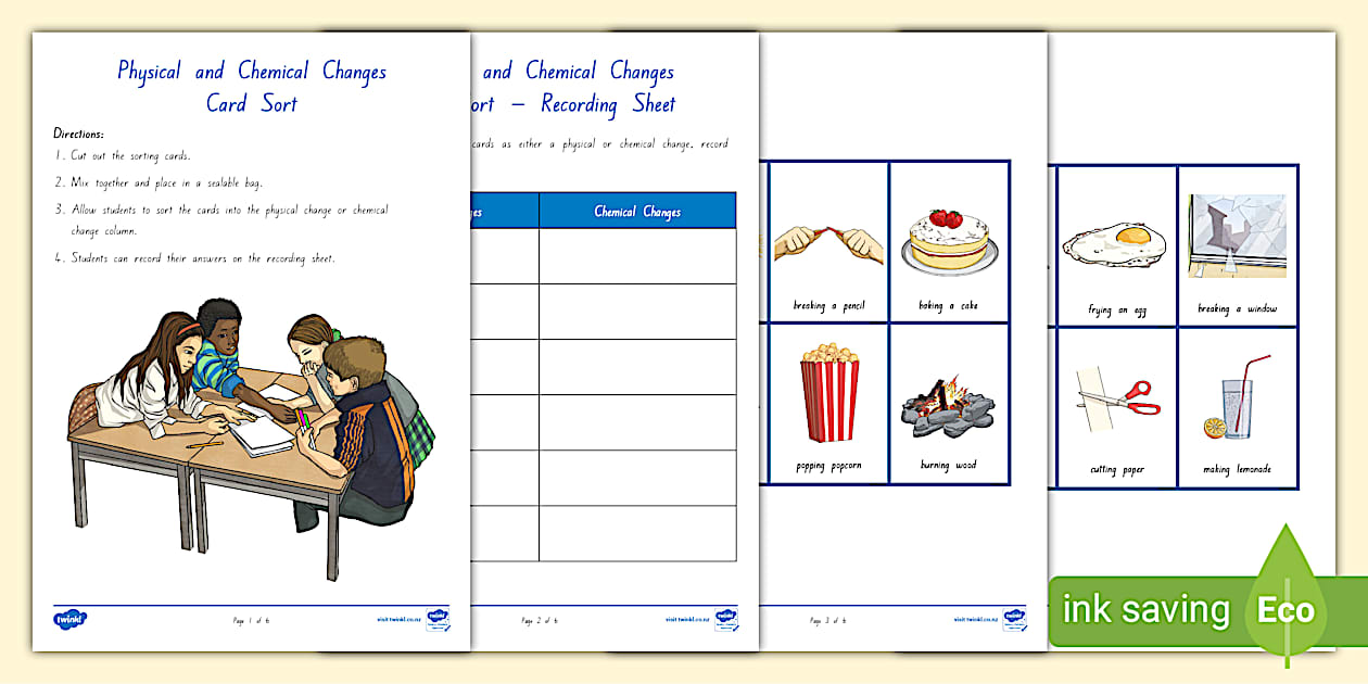 Physical and Chemical Changes NZ STEAM Sorting Activity