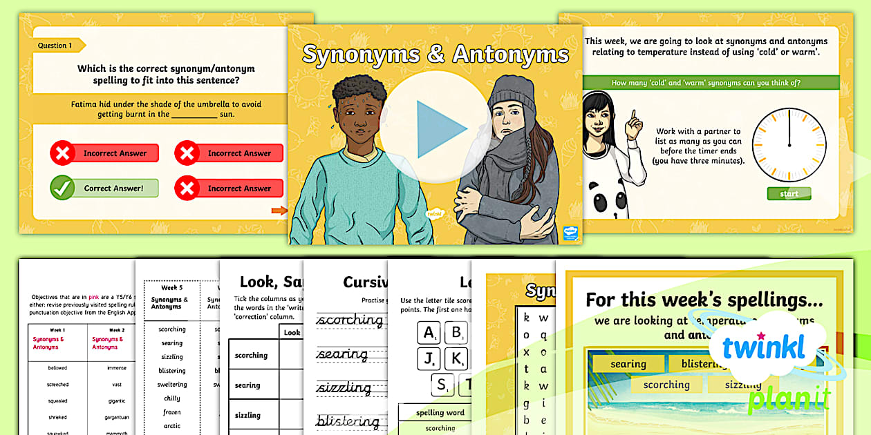 PlanIt Spelling Year 6 Term 3B W5: Temperature Synonyms & Antonyms Spelling