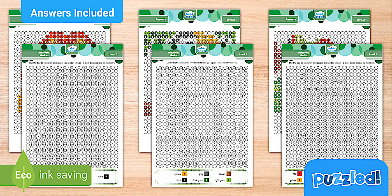 Rainforest Colouring Pixel Art Puzzle | Twinkl Puzzled