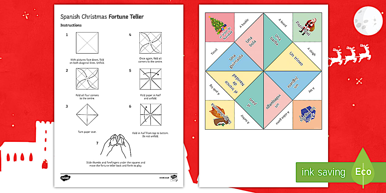 Christmas Fortune Teller Activity Spanish (Teacher-Made)