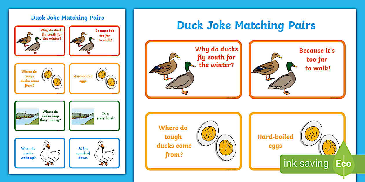 Duck Joke Matching Pairs (Teacher-Made) - Twinkl