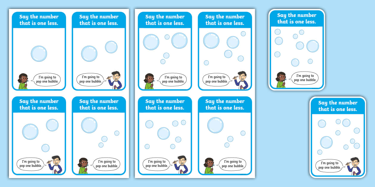 Popping Bubbles One Less Than Cards (teacher made) - Twinkl