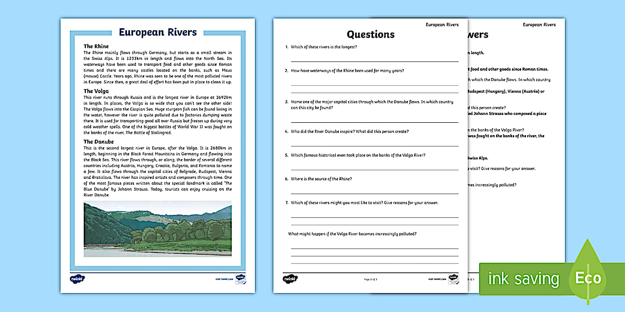 Danube River Facts for KS2 -European Rivers Reading Activity
