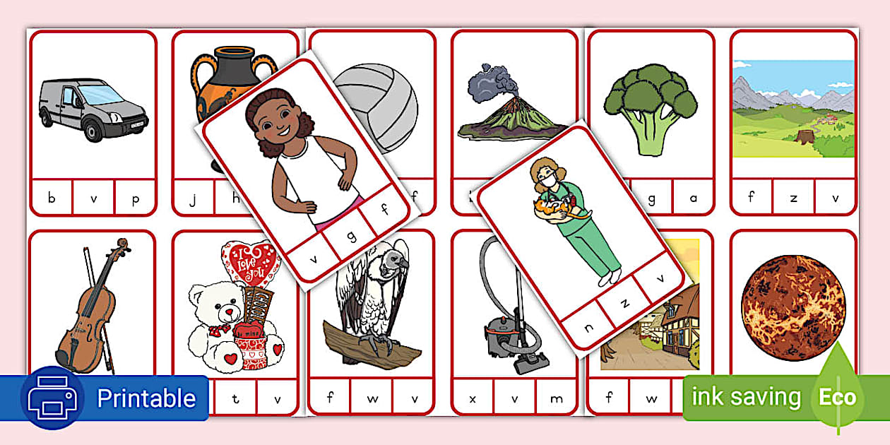 Grade R Phonics: Letter v Peg Card (teacher made) - Twinkl