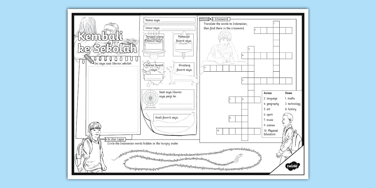 Back to School Activity Mat 5-6 - Indonesian
