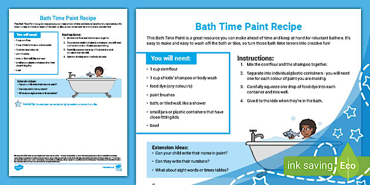 Bath Time Paint Recipe (Teacher-Made) - Twinkl