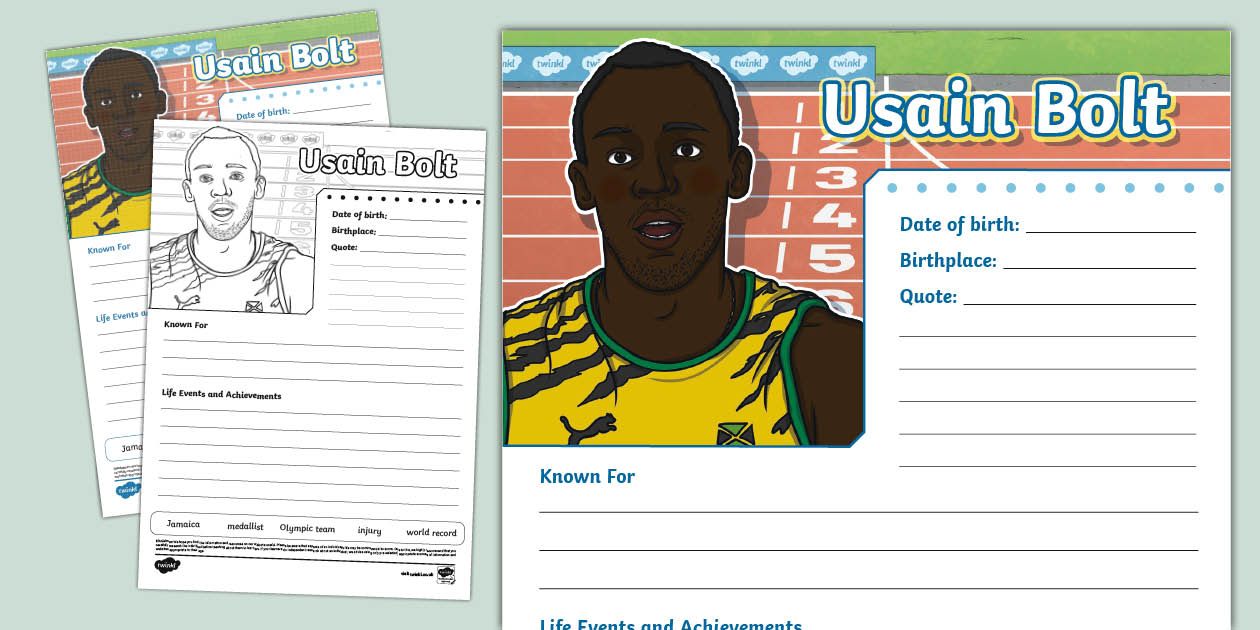 KS1 Usain Bolt Biography Template (teacher made) - Twinkl