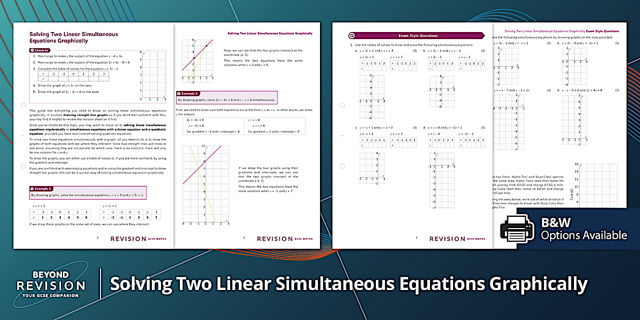 👉 Solving Linear Simultaneous Equations Graphically 👉 Solving Linear Simultaneous Equations Graphically