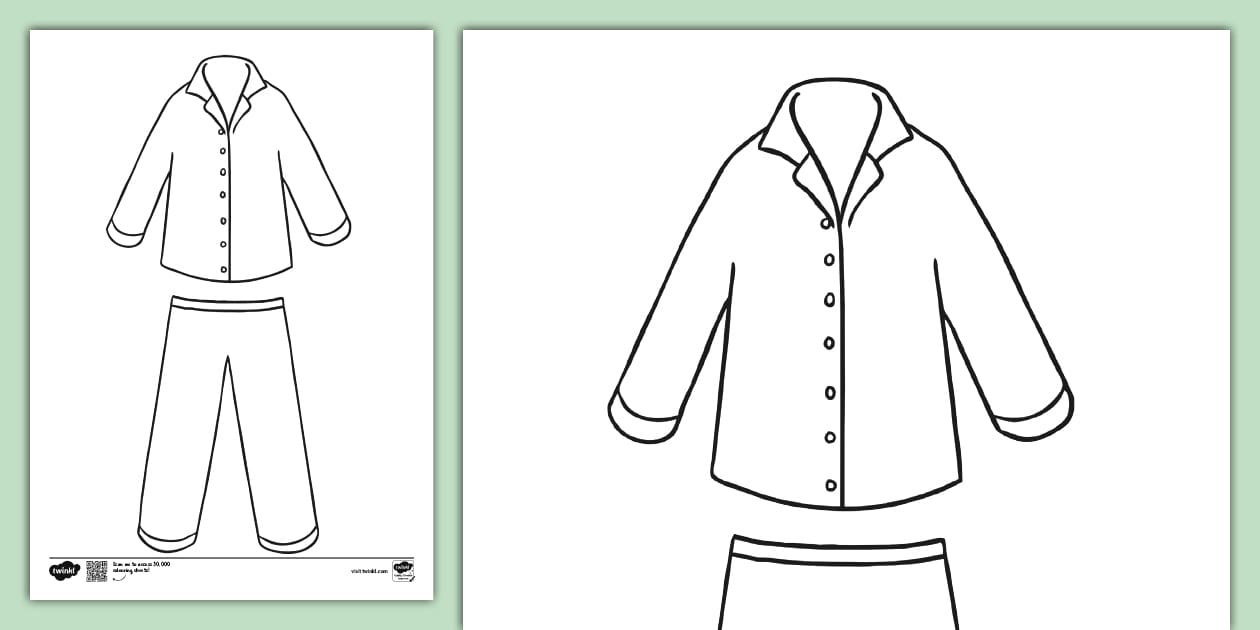 Blank Pyjamas Colouring Sheet | Colouring Sheets - Twinkl